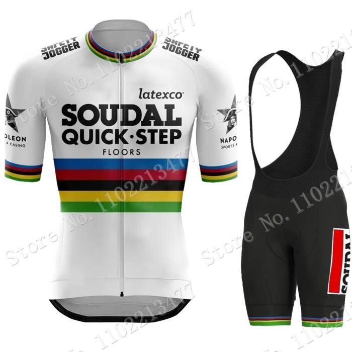Soudal-Ensemble de maillot de cyclisme Quick Step Team pour hommes, vêtements de champion du ...