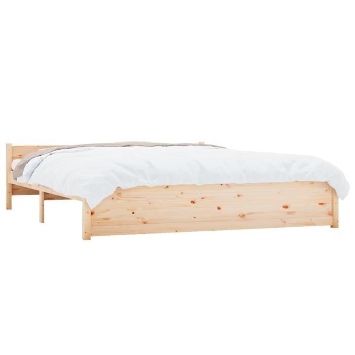 Cadre de lit - OMABETA - Bois massif 200x200 cm - 2 places - Style ...