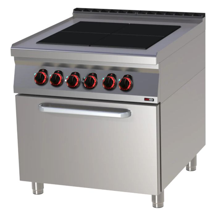 Fourneau électrique avec four électrique statique GN 2/1 - 4x feu 400 V ...