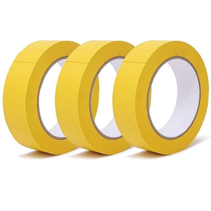 Ruban de masquage - TRAHOO - 3 rouleaux jaunes 24mmx50m - pour des ...