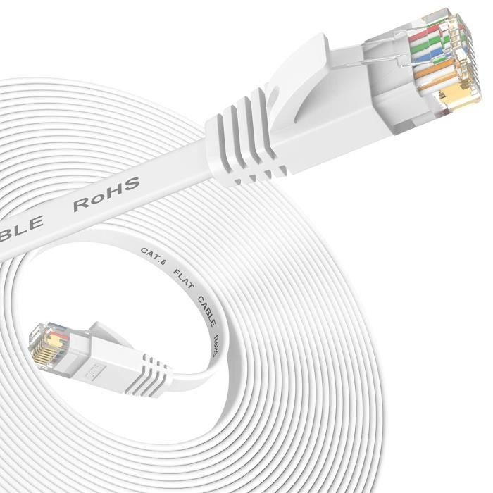 Câble Ethernet 2M, câble réseau plat haute vitesse Cat 6, plus rapide ...