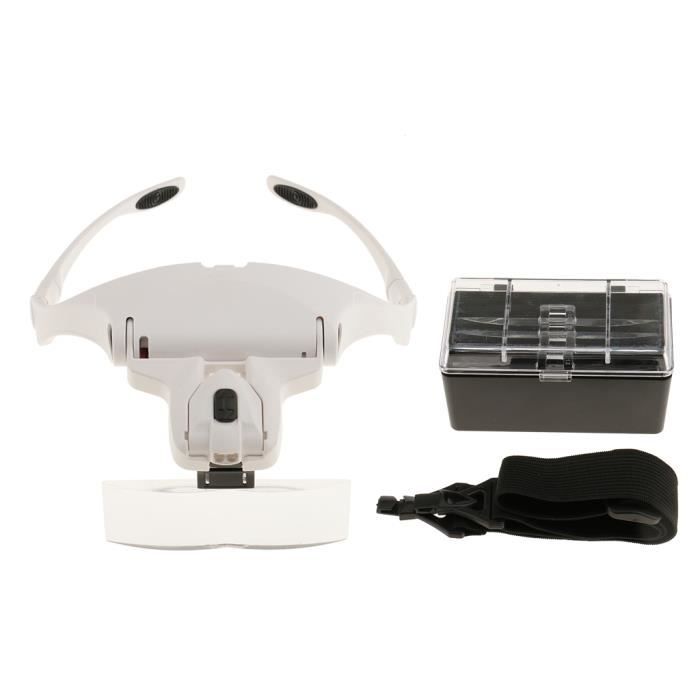 Loupe de Tête à Lampe LED avec 5 Lentilles de Grossissement 1.0X, 1.5X, 2.0X, 2.5X, 3.5X ...