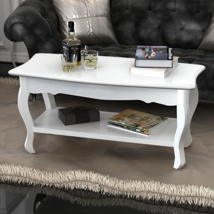 ZHUO Table basse 2 couches MDF Blanc Excellent VGEBY - Cdiscount Maison