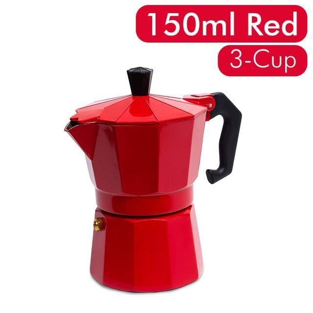 CAFETIERE,Red 3-Cup--Cafetière Moka Pot En Aluminium, Plaque À Expresso ...