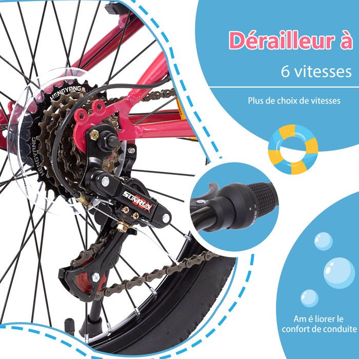 VANKEL Vélo Enfant 20 Pouces – Vélo de Montagne Garçon/Fille 6 à 10 Ans ...