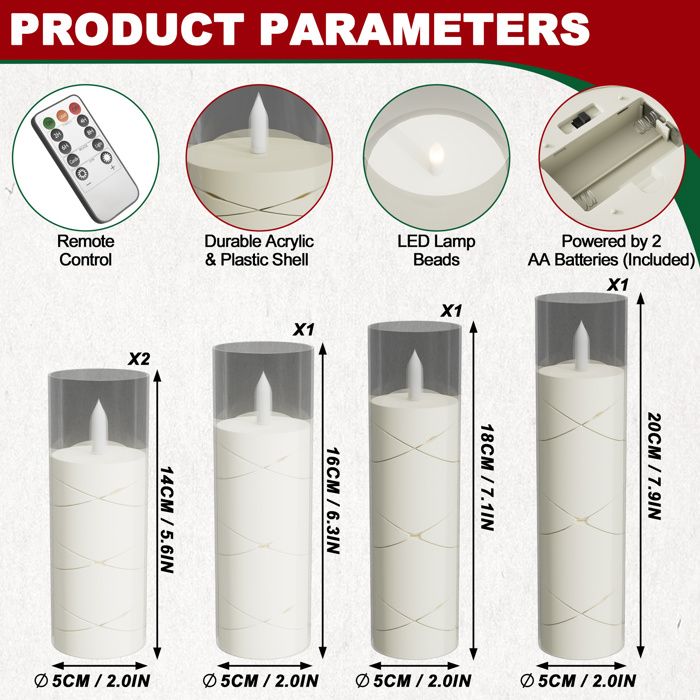 Bougies LED Sans Flamme À Lumière Vacillante & Minuterie, Idéales Pour ...