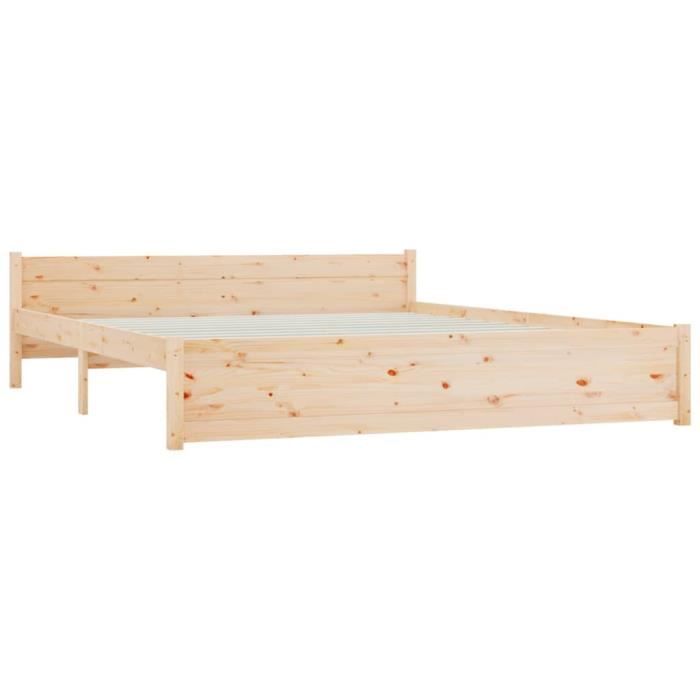 Cadre de lit - OMABETA - Bois massif 200x200 cm - 2 places - Style ...