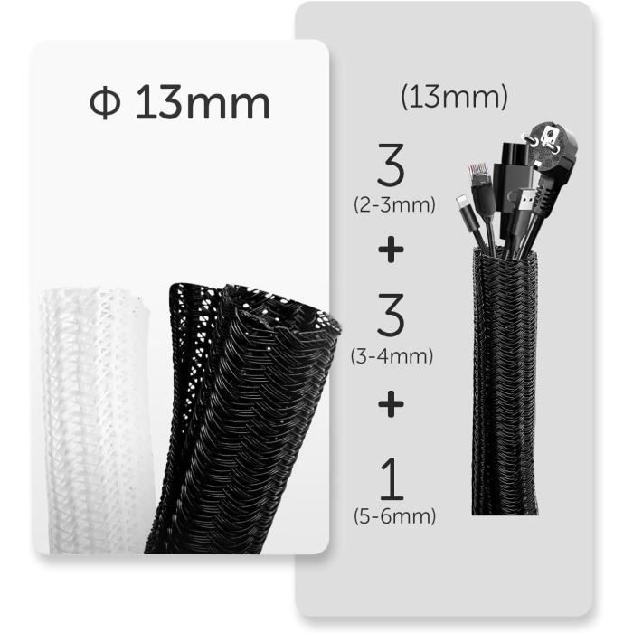 Cache Cable 3Mètre, Diamètre De 13Mm Gaine Câble Informatique, Gestion ...
