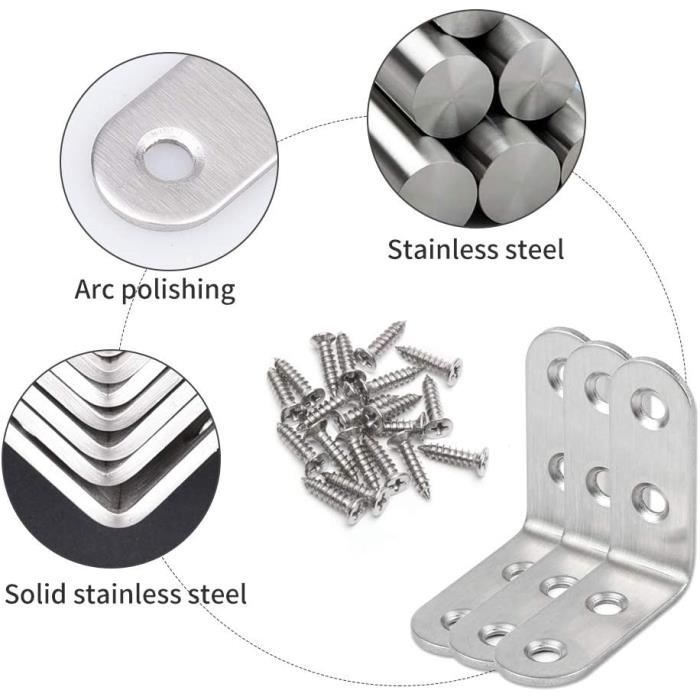 Equerre de Fixation Inox, 20 Pièces Équerre Angle 90° Angle Droit ...