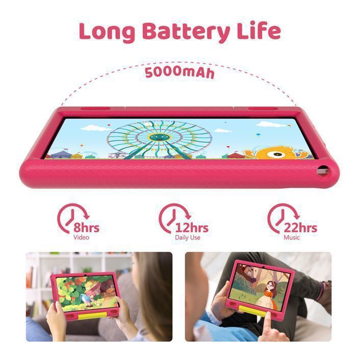 Tablette Enfant 10" Android 13 6+64 Go 5000 mAh WiFi HD 1280 x 800 ...