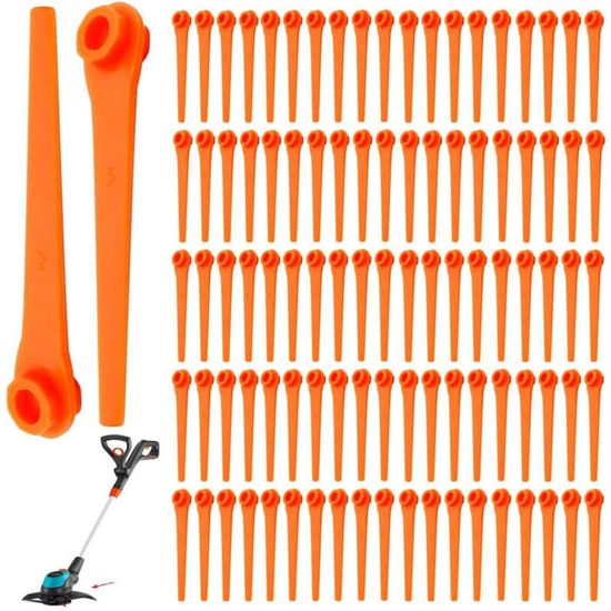 Lot de 100 lames de rechange en plastique pour tondeuse gazon Gardena ...