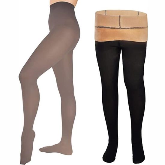 Collant d'Hiver Thermiques Collant Doublé Polaire Chaud Collant Faux Translucide Leggings ...