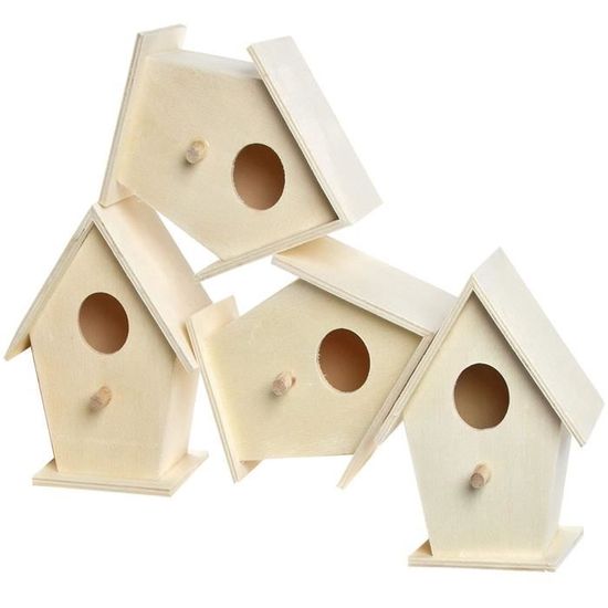 Baker Ross Lot de 4 Mini nichoirs en Bois pour Enfants, décoration ...