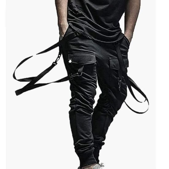 Pantalon Cargo Hip-hop Streetwear Noir Jogging Pour Homme Tactique Gothique Urbain,Noir,L Noir ...
