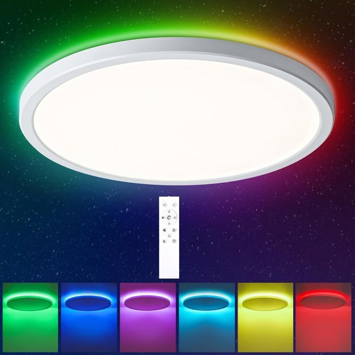 Plafonnier LED Dimmable Lampe de Plafond Étanche Enfant 3000K-6500K ...