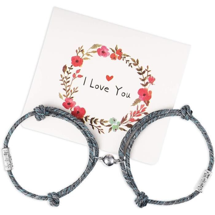 2 Pièces Bracelet De Couple Magnétique D'Attraction Mutuelle Bracelet ...