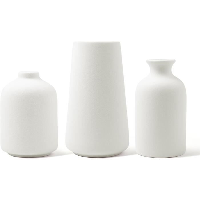 Set de 3 Vases Blancs Modernes, Vase en Céramique pour Décoration de ...