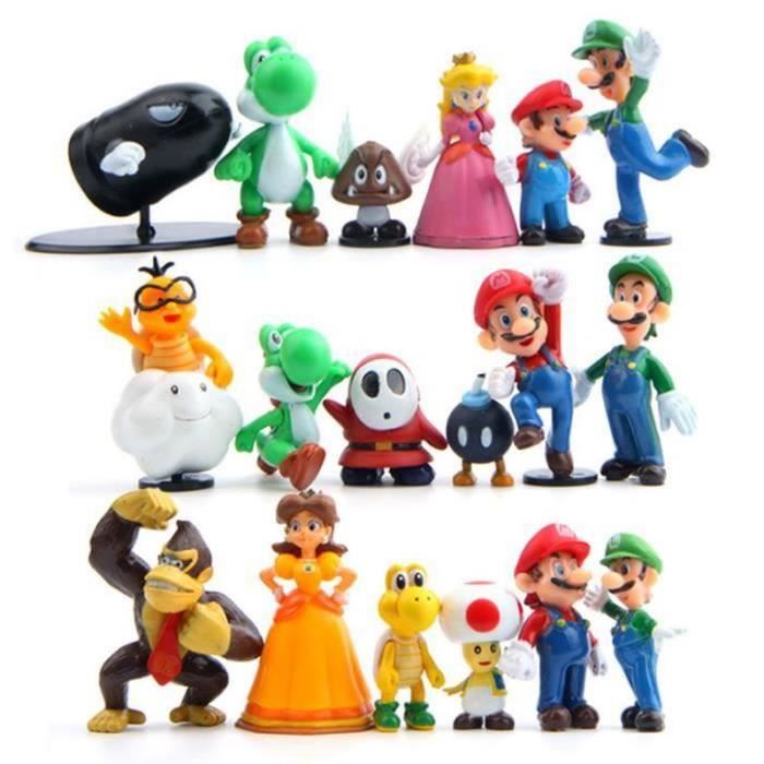 NX03536-18 Pcs - set Super Mario PVC Figure Bros Luigi Figurines youshi ...