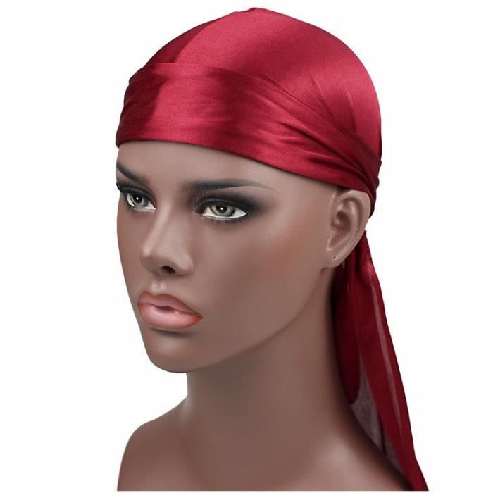 Durag Biker Turban Long en Satin de soie couvre chef unisexe couvre ...