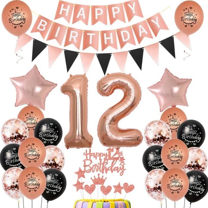 Décoration 12 Ans Fille Anniversaire Ballon,Rose Gold Décoration Gâteau ...