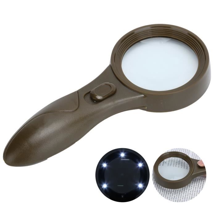 Loupe portable 5X KIMISS avec poignée antidérapante et 6 LED pour une ...