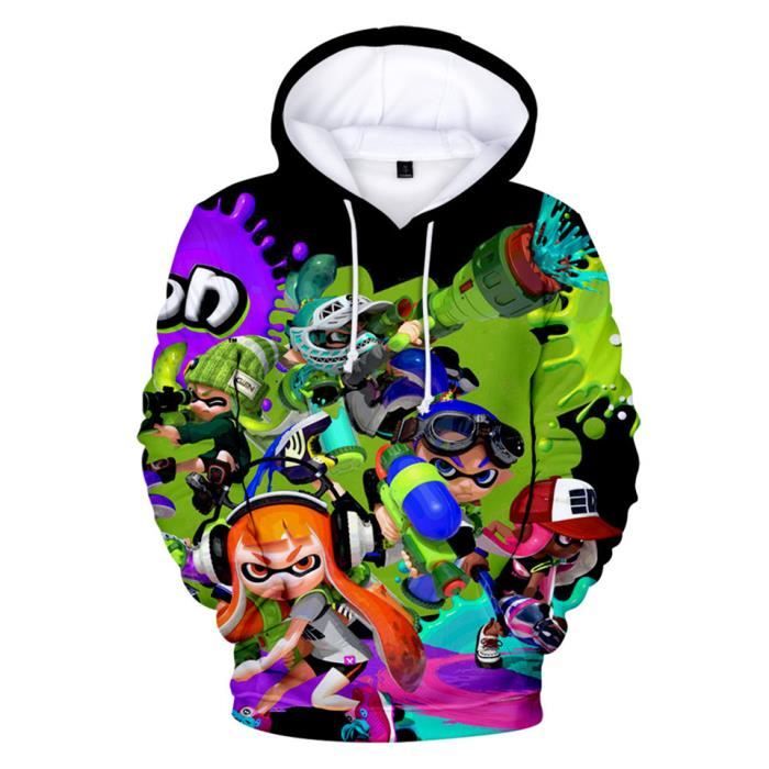 Sweats à Capuche - Splatoon 3D impression - Rouge-Noir Rouge/noir ...