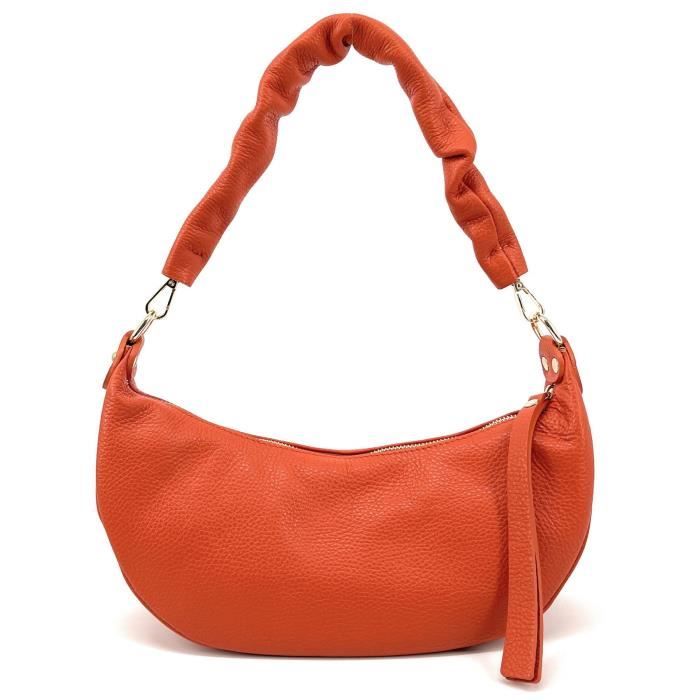 Sac à main en cuir italien - OH MY BAG - AURORA - Orange - Femme ...
