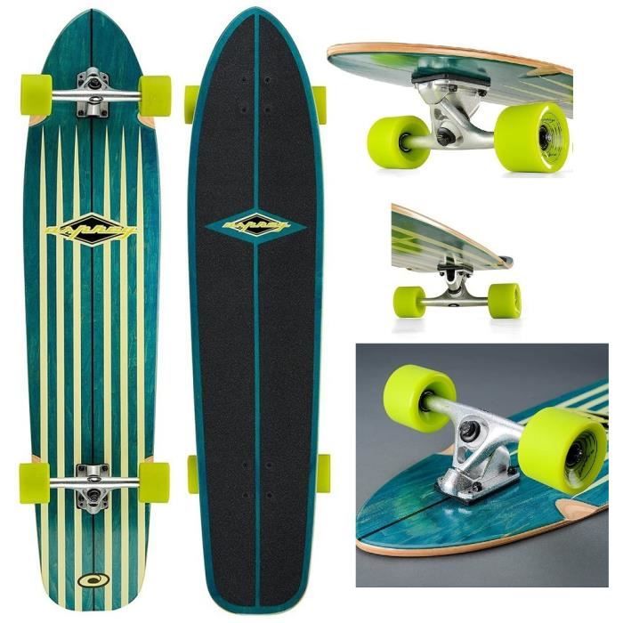 Longboard Transistor Bleu - OSPREY - 42" x 9.5" - Kicktail - Roues 78A ...