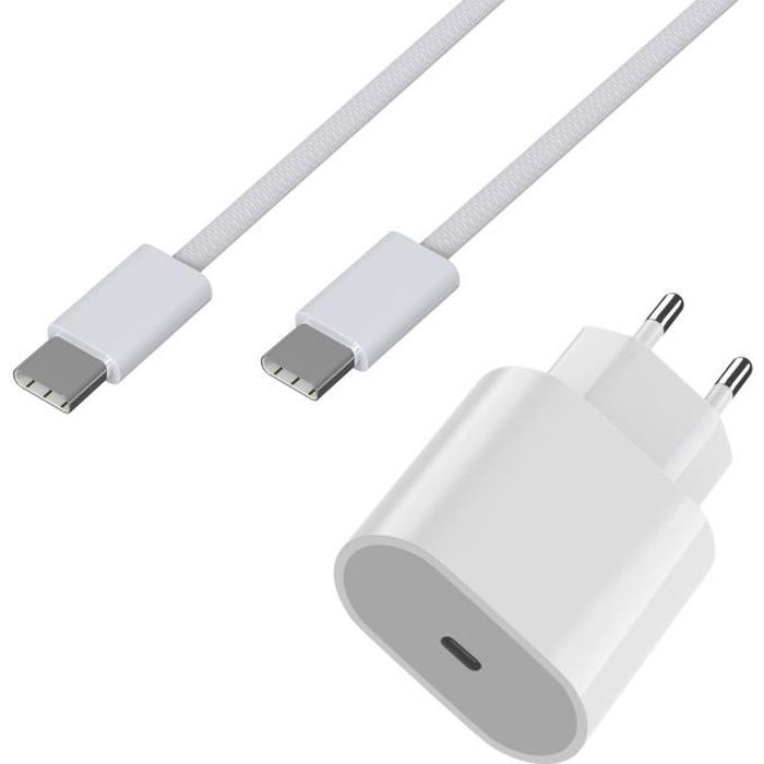 Chargeur et Câble - Phonillico - 20W - USB-C - Compatible iPhone 15 - 1 ...