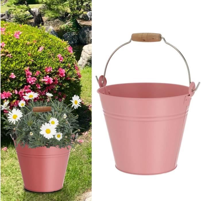Seau avec poignée eois 26 cm galvanisé rose Seau à eau en tôle seau de ...