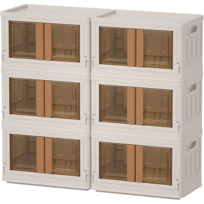 Boite Rangement Plastique, 32L Boite De Rangement Pliable Caisse Rangement, Avec Couvercle Et 4 ...