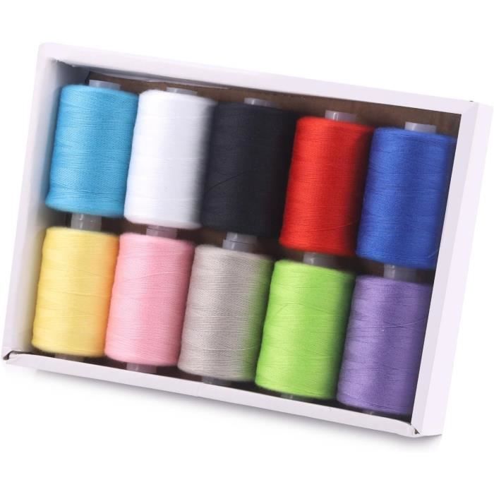 Lot De 10 Fils À Coudre, 10 Couleurs, Fil En Polyester, 1093 Yards ...