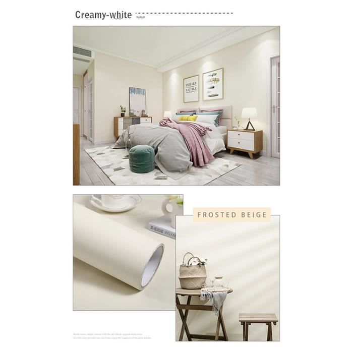 Papier peint,Matte Creamy-White-7m x 40cm--Film PVC auto adhésif blanc ...