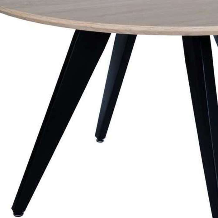 Amadeus - Table ronde Léonie en bois - Beige et noir - Cdiscount Maison