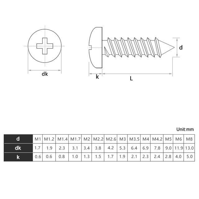 VIS,M1.5x5mm-300PCS--Vis autotaraudeuses nickelées M1 M1.2 M1.4 M1.5 M1 ...