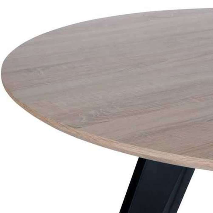 Amadeus - Table ronde Léonie en bois - Beige et noir - Cdiscount Maison