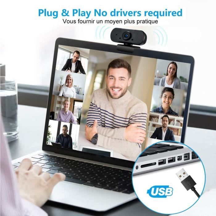 Webcam pour ordinateur de bureau, USB haute définition caméra 1080p ...