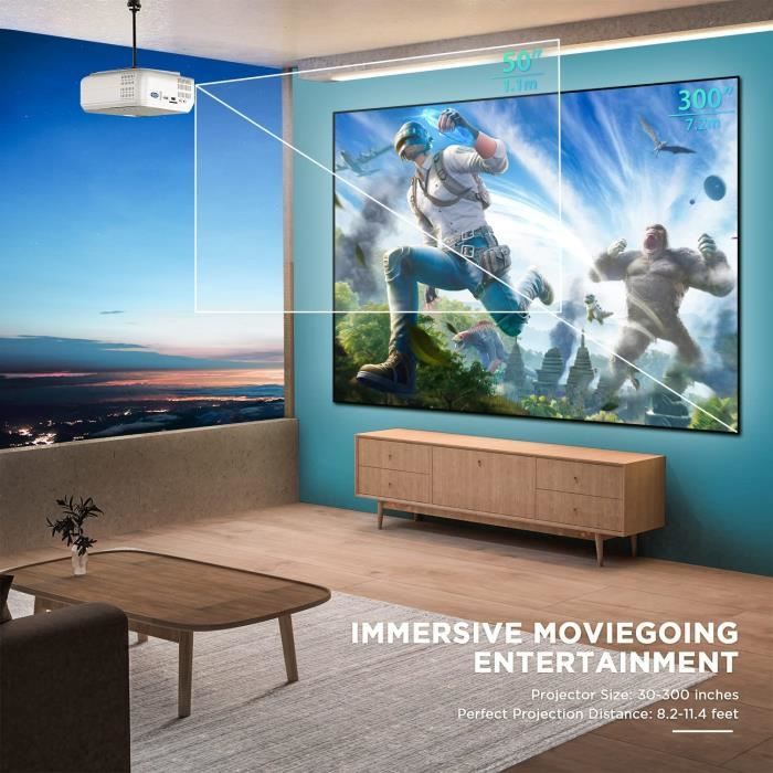 Vidéoprojecteur LED, 6500 LM Projecteur Portable 1080P Full HD Soutien ...