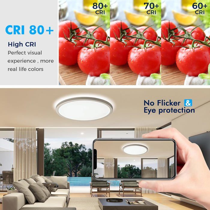Plafonnier LED Dimmable Lampe de Plafond Étanche Enfant 3000K-6500K ...