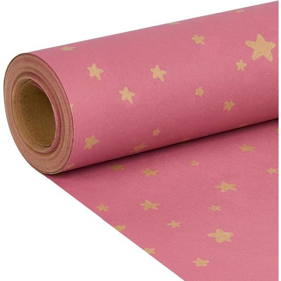 Birthday Wrapping Paper Roll 43cm x 15m Pink Kraft Paper Recyclable ...