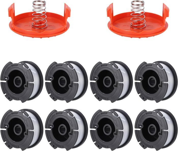 8 Pack Bobine Fil Coupe Bordure Compatible avec Black et Decker Coupe Bordures, A6481 A6485 Ø1 ...