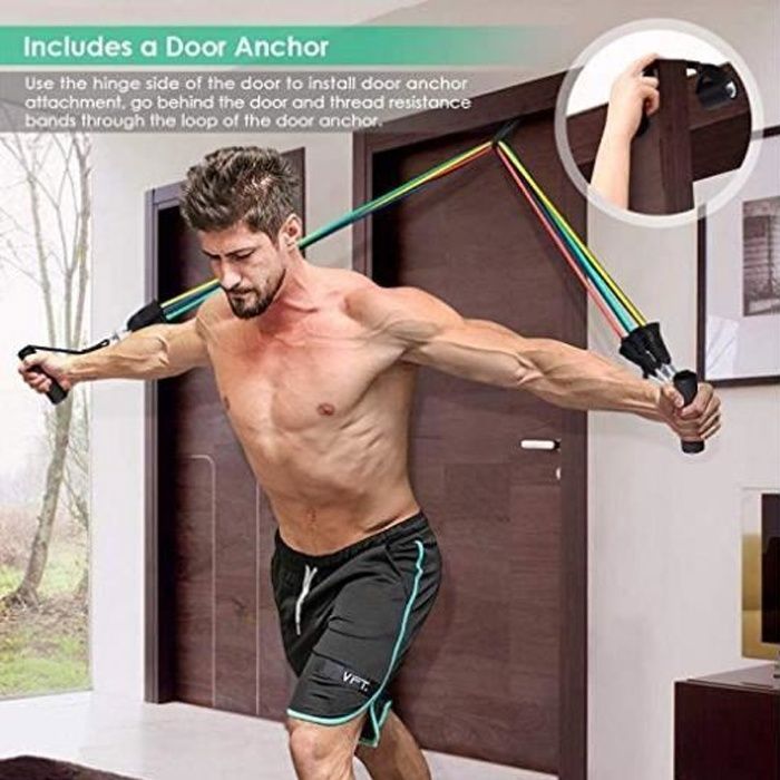 Bandes de Resistance Elastiques Musculation Set Fitness Exercice Bandes Kit pour Fitness Yoga ...