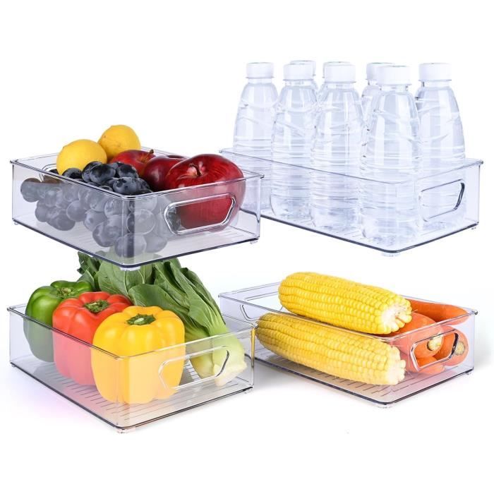 Rangement Frigo Transparent, Lot De 4 Boite De Rangement Bac ...
