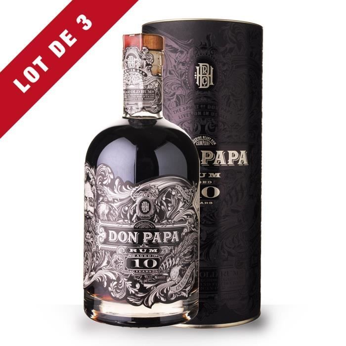 Lot de 3 - Rhum Don Papa 10 ans Small Batch 70cl - Coffret - La cave ...