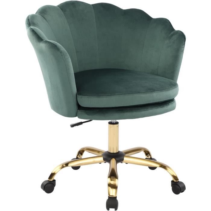 Fauteuil Chaise de Bureau en Velours Fauteuil Pivotant avec roulettes ...