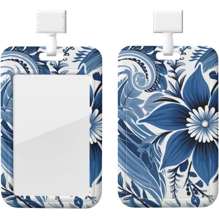 Porte-Badge D'Identification À Motif Blanc Et Bleu Avec Lanière - Jolie ...