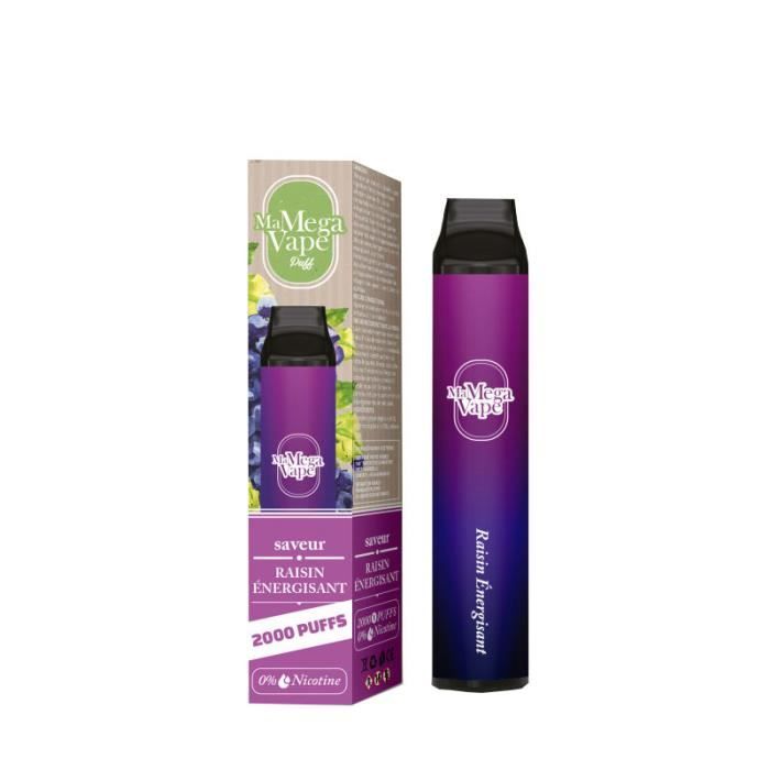MA MEGA VAPE 2000 PUFF 0MG RAISIN ENERGISANT - Cdiscount Au quotidien