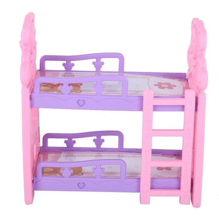 GOTOTOP Lit de maison de poupée Mini Lit Superposé Assemblé Simulé Miniature de Maison de Poupée ...