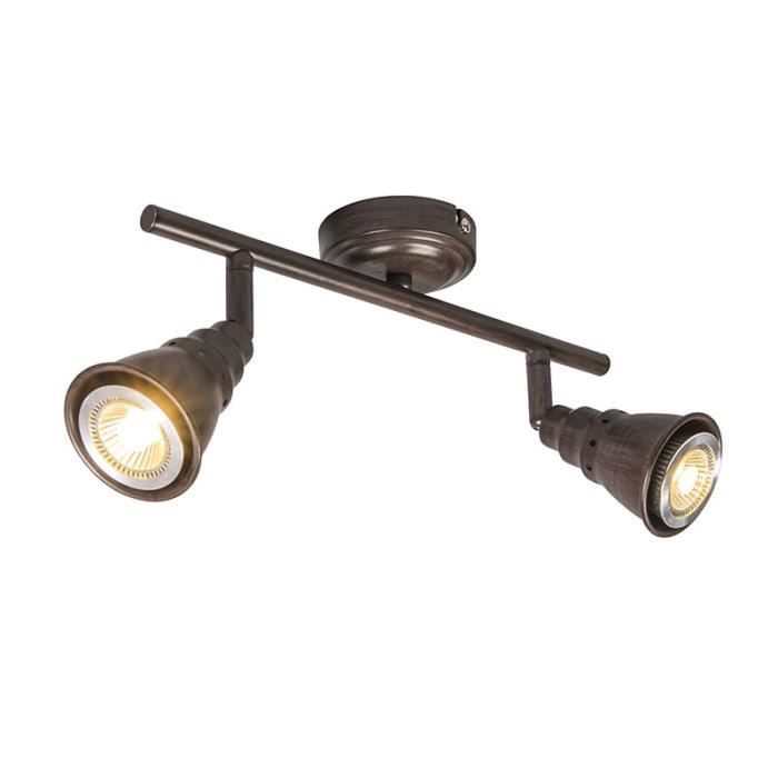 Spot de plafond et de mur pivotant et inclinable brun rouille - Coney 2 ...