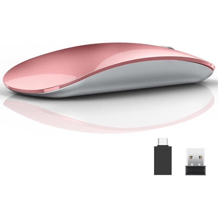 U58 Souris Sans Fil Rechargeable, 2.4G Silencieuse Wireless Mouse Ultra ...